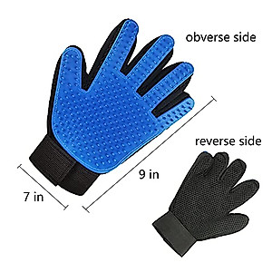 FEILIBI Pet Grooming Gloves for Efficient Hair Removal Long & Short Fur and Gentle Deshedding Brush and Massage for Dogs&Cat-(1Pair Left & Right Hand), 9 X 7 X 0.7inches