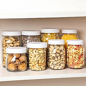 [18 Pack] Plastic REGULAR Mouth Mason Jar Lids for Ball, Kerr and More - White Plastic Storage Caps for Mason/Canning Jars