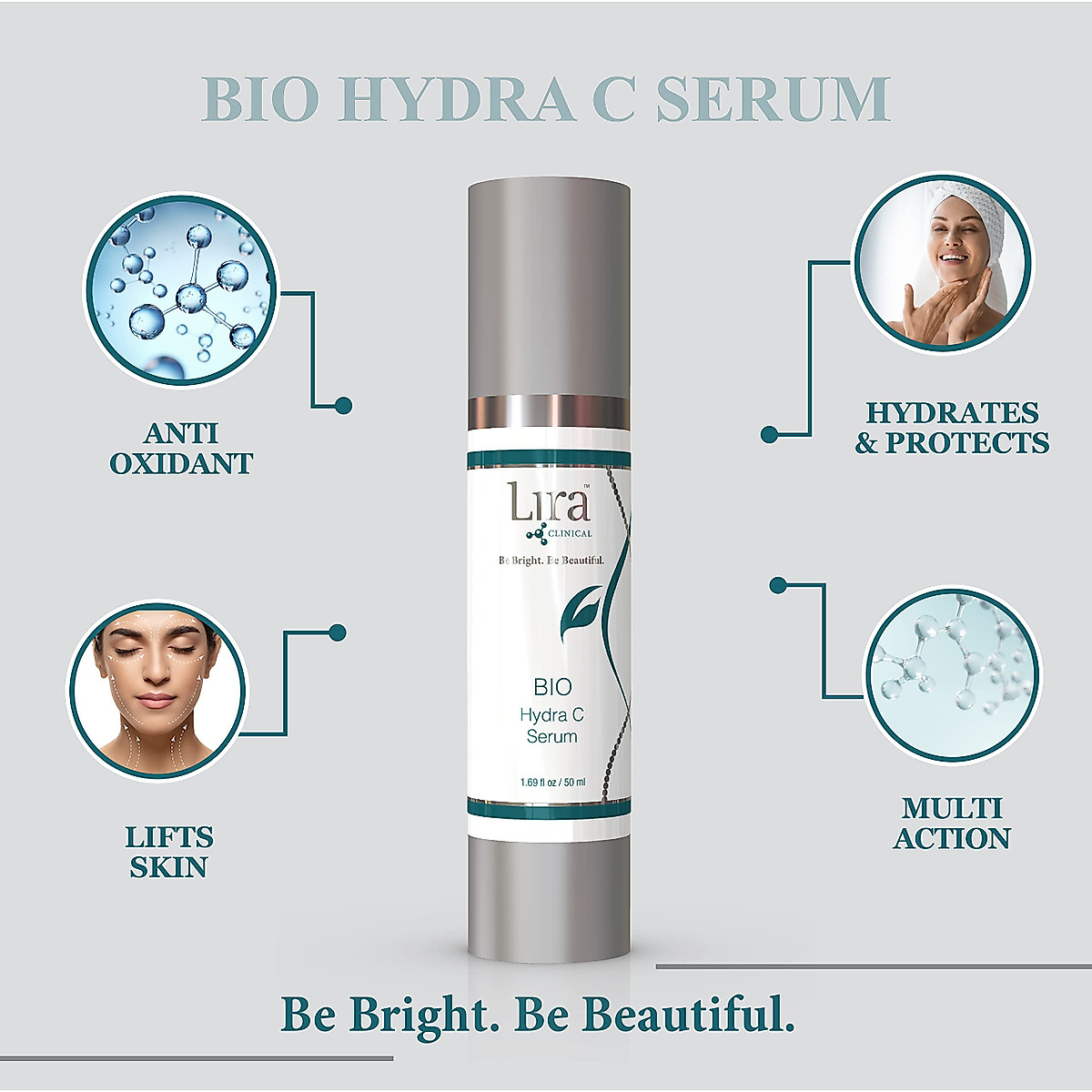 Lira Clinical BIO Hydra C Serum - Vitamin C Serum for Face - Anti Aging Serum with Plant Stem Cell and Antioxidants - Perfect Hydrating Face Serum for Dry Skin, Dehydrated, and Sensitive - 50 ml
