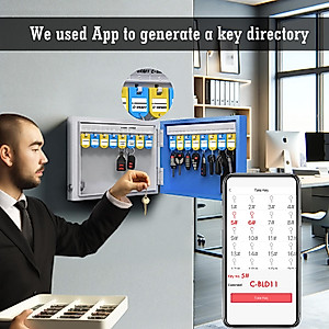 DiDiHere 16 Key Lock Box, Key Cabinet Wall Mount, Smart Key Safe Lockbox Holder for Valets, Hotels, Car, House Keys, 4-Ways Unlocking, Key Organizer Security Storage