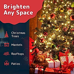 PREXTEX Christmas Lights (10 Feet, 50 Lights) - Clear White Christmas Tree Lights with Green Wire - Indoor/Outdoor String Lights - Warm White Twinkle Lights - Fairy Lights - Christmas String Lights