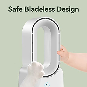 KONSIDEN Desk Fan, Quiet Bladeless Fan with USB Adapter and 5 Colors LED light, 3 Speeds Stylish 11.8 Inch Table Fan, Small Fan with Touch Control for Home Office Bedroom Summer Gift