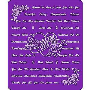 DOKEYWELL Birthday Gifts for Mom Unique Mom Gifts from Son Daughters for Mothers Day Valentines Day Christmas - I Love You Mom Sherpa Hugs Blanket 50"x60" (Purple)