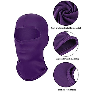 6 Pieces Ski Mask Kids Balaclava Winter Windproof Face Covering Breathable Neck Gaiter for Winter Outdoor Activities (White, Sky Blue, Orange, Dark Blue, Purple, Black, Large)