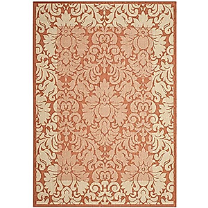 SAFAVIEH Courtyard Collection 5'3" x 7'7" Terracotta / Natural CY2727 Indoor/ Outdoor Waterproof Easy-Cleaning Patio Backyard Mudroom Area-Rug