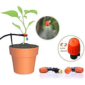 MSDADA Micro Drip Irrigation Kit, 50ft Garden Automatic Irrigation System, 1/4" Blank Distribution Tubing Hose Adjustable Nozzle, Plant Watering Kit for Garden, Patio, Greenhouse, Flower Bed, Lawn