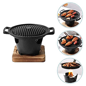 Abaodam Griddle 1 Set Korean Bbq Accessories Outdoor Stove Japanese Charcoal Stove Miniature Hibachi Grill Grill Food Charcoal Plate Tray Mini Korean Grill Barbecue Supplies Wood Indoor