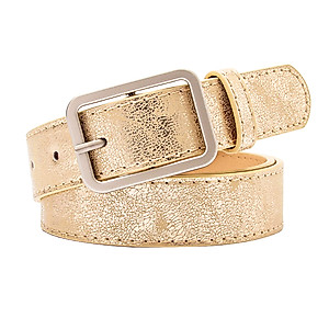 RMMVJJ Women Gold Belt Leather Belts Pants Jeans Dresses Belts Bling Shiny Gltter Golf Belt Gold M