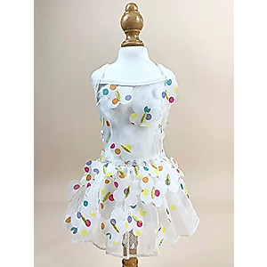 QWINEE Cute Polka Dot Mesh Cat Skirt Dog Dress Birthday Wedding Christmas Party Dog Costume Dresses for Kitty Puppy Small Medium Dogs Multicolor XL