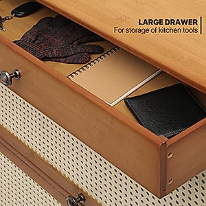 MoNiBloom Rattan Shoe Cabinet with 3 Drawers Rattan Pattern Free Standing Shoe, Shelf Storage Rack with Flip Doors & Drawer for 28-32 Pairs for Living Room, Entryway and Hallway, Brown