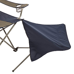 Kamp Rite Folding Camp Chair w/ 2 Cupholders and Detachable Footrest, Navy/Tan
