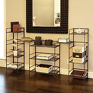 Seville Classics Iron Slat Tower Shelving, 4-Tier (Pewter)