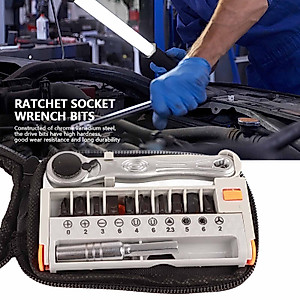 Zopsc 12 in 1 Portable Mini 1/4 Quick Ratchet Socket Wrench & Screwdriver Bits Set Hand Repair Tool for the Repairing and Maintenance of Household