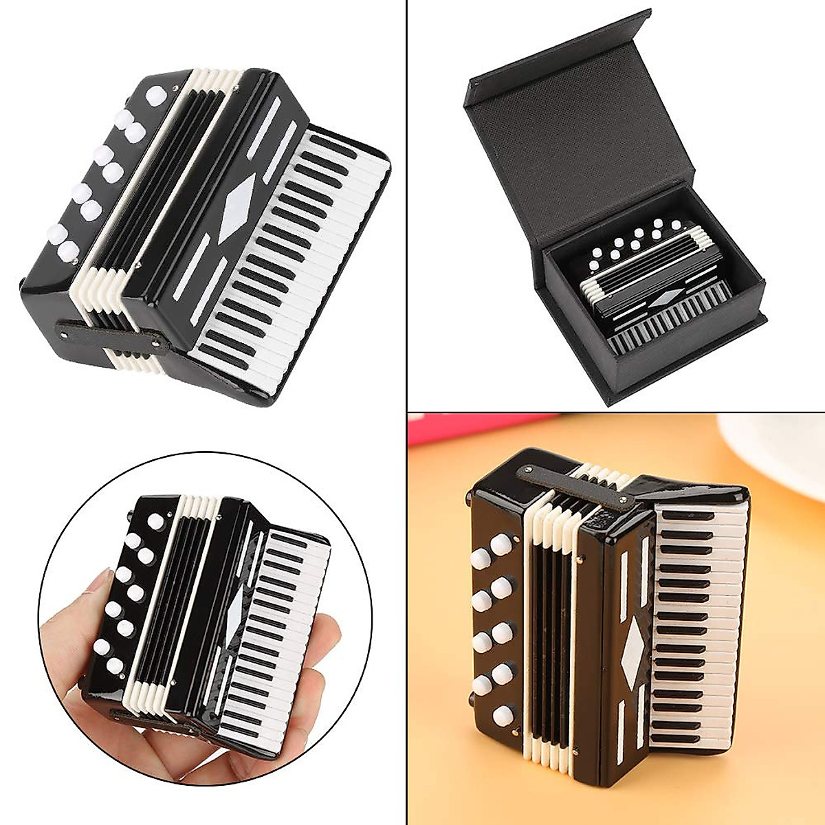 Desktop Decoration, Mini Accordion Model Exquisite Desktop Musical Instrument Decoration Ornaments Musical Gift with Delicate Box