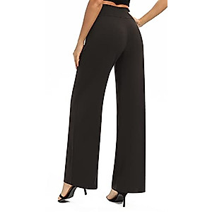 Urban CoCo Women's Solid Wide Leg Palazzo Lounge Pants Casual Straight Leg High Waist Stretch Pants (Black, XL)