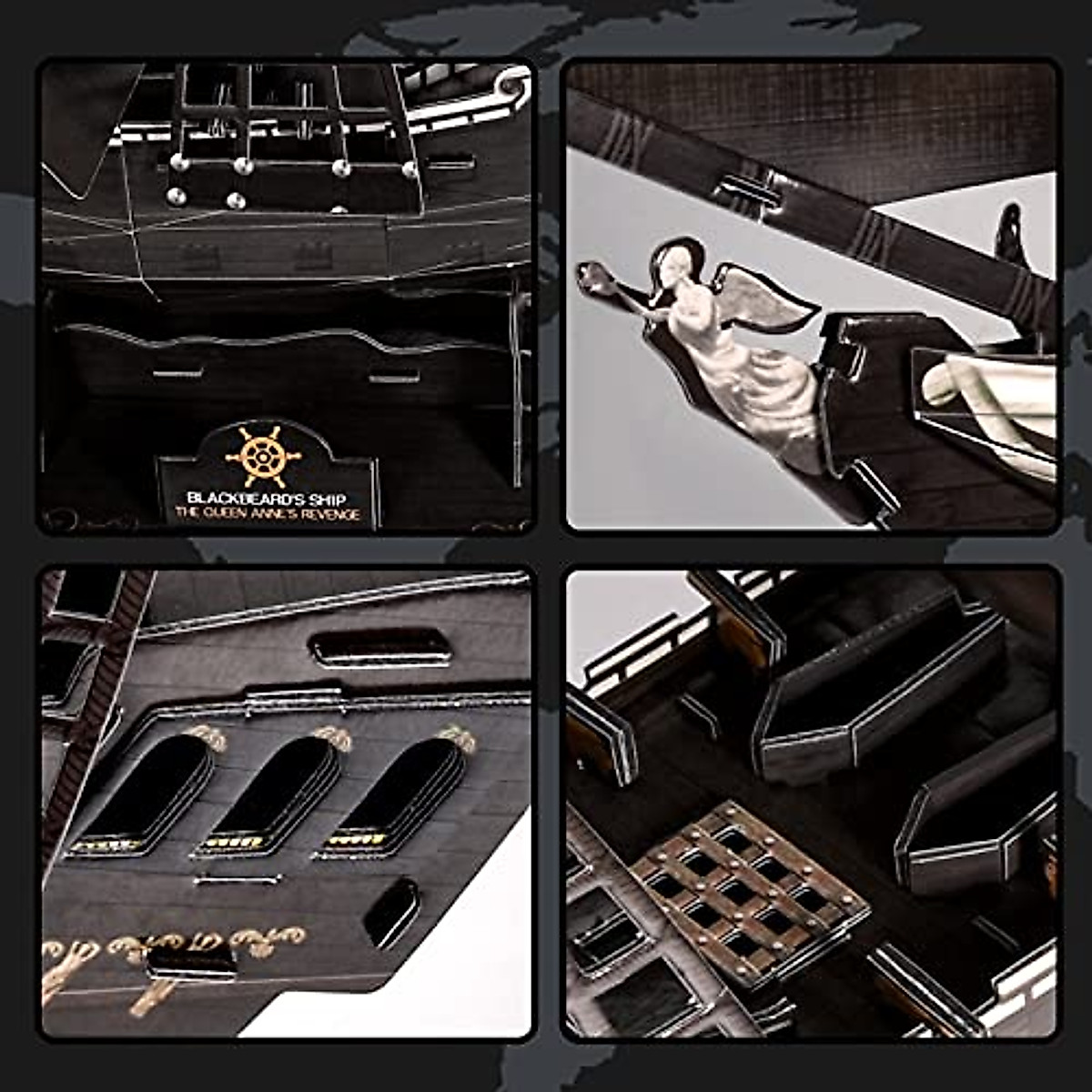 Fanbusa 3D LED Puzzle Ship Model Kits for Adults Kids to Build, Ship Building Kits Desk Decoration Sailboat, Large Model Pirate Ship Kits Watercraft Family Puzzle for Men Women Gifts