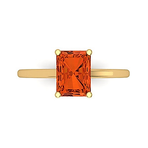 Clara Pucci 2.0 ct Emerald Cut Solitaire Red Simulated Diamond Engagement Bridal Promise Anniversary Ring 18K Yellow Gold Size 10