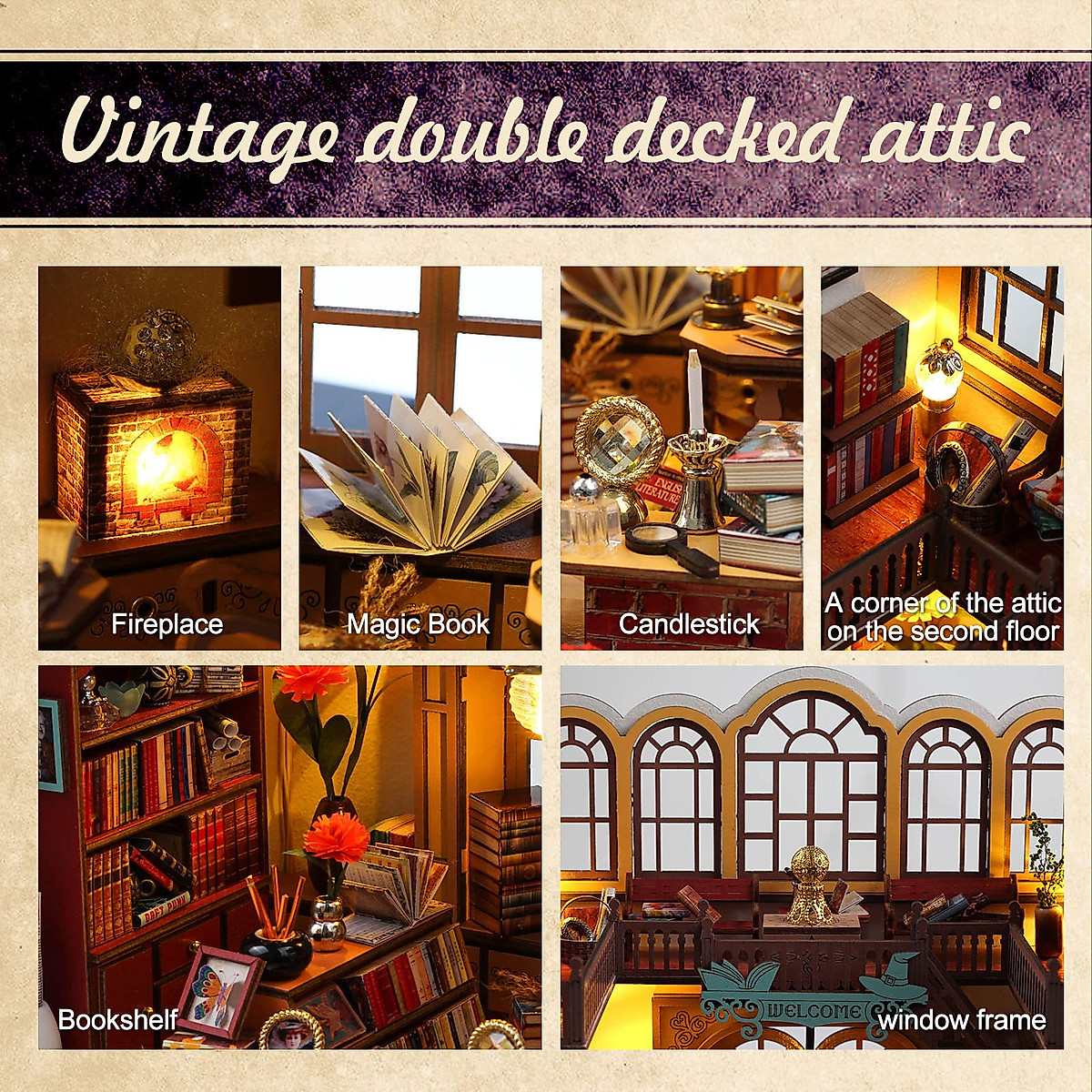 INSGEN DIY Miniature Dollhouse Greenhouse Building Room Kit, Wooden Diorama Book Nook House Kits Build Crafts for Adults, Miniature Street Tiny Library House Making Kit 1:24 Scale