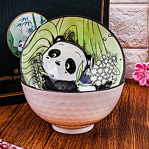 Ceramic Rice Bowls set, Lovely Panda Bowl Serving Soup Rice, As a Good Gift (2)