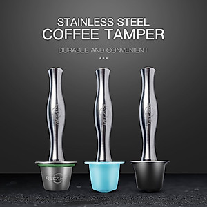 Stainless Steel Coffee Tamper Filling Tool by RECAPS Compatible with Nespresso Machine Refillable Reusable Filter Pressing Coffee Grind Diameter 24mm