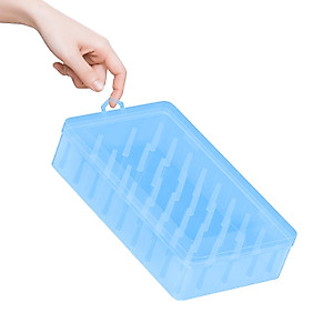 42 Slot Sewing Thread Blue Storage Box Bobbin Needle Spool Holder Organizer Embroidery Household DIY Sewing Accessories, Contain 2 Size Spool 30 pcs 0.5(D) x 2.4(H) in + 12 pcs 1(D) x 2.4(H) in