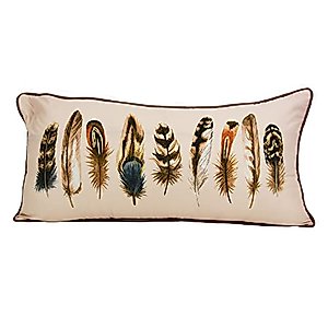 Donna Sharp Throw Pillow - Mojave Red Southwest Decorative Throw Pillow with Feather Pattern - Rectangle