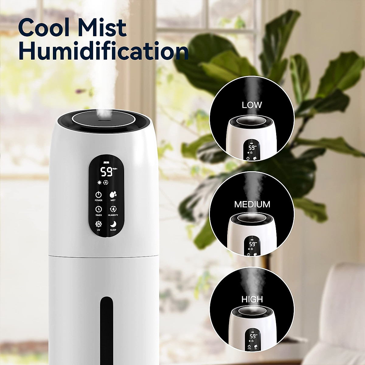 TOUTOUAN Humidifiers for Bedroom Large Room,9L/2.3GAL Large Top Fill Cool Mist Humidifier with Essential Oils Remote Control Whisper-Quiet for Baby Kids Adults Home Yoga Sleep Plant