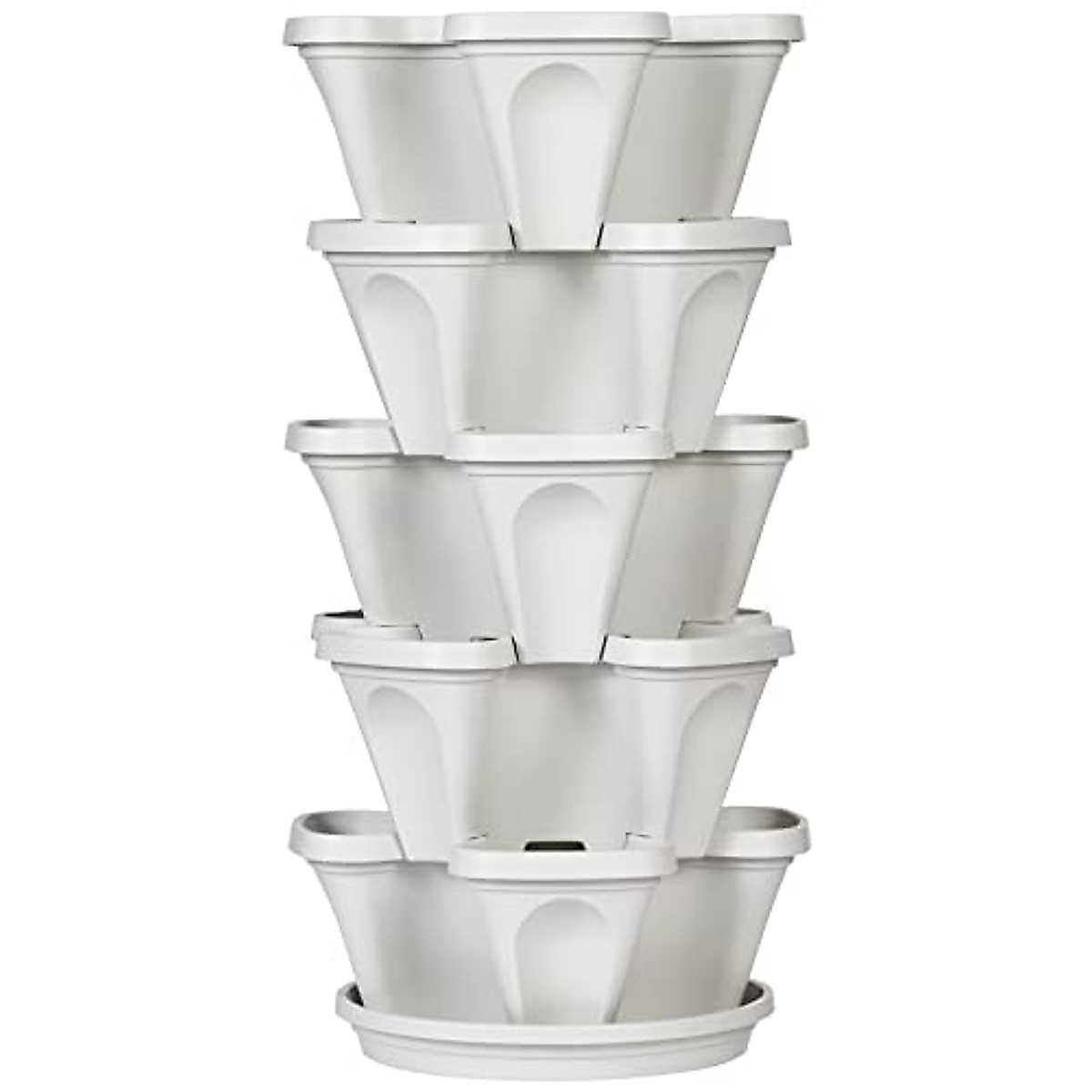 Mr. Stacky 5 Tier Stackable Strawberry, Herb, Flower, and Vegetable Planter - Vertical Garden Indoor/Outdoor
