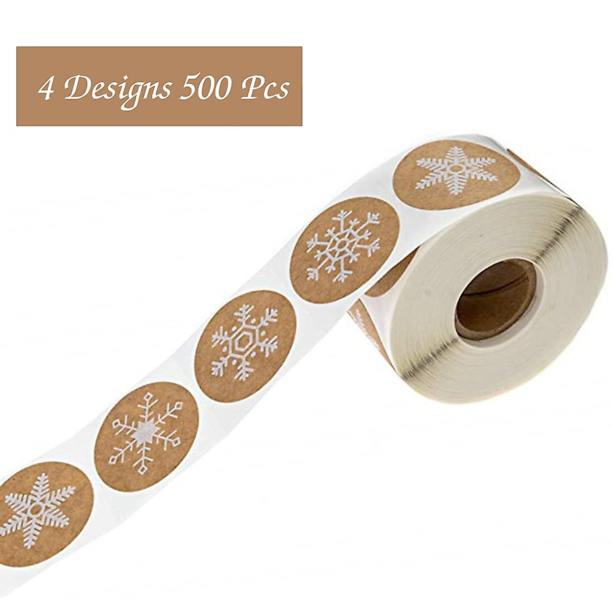 Snowflakes Christmas Stickers Snow Label 500 Pieces 1.5 inch Round Kraft Paper
