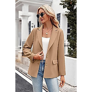BZB Women's Casual Blazers Long Sleeve Lapel Button Open Front Work Office Blazer Jackets Suit Light Khaki