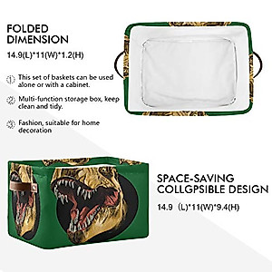 Storage Basket Funny Animal Dinosaur Storage Cube Box Durable Canvas Collapsible Toy Basket Organizer Bin with Handles for Shelf Closet Bedroom Home Office