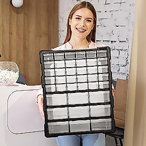 Elevon Hardware and Craft Cabinet 14.8" W x 6.3" D x 18.7" H, 39 Drawers, Black