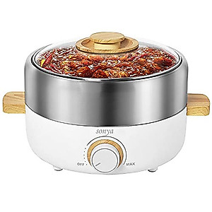 Sonya High End Multi-Functional Non Stick 3 L Electric Shabu shabu Hot Pot 4-in-1 Super Cooker, Bonus BBQ Grill Pan SYHP-2B