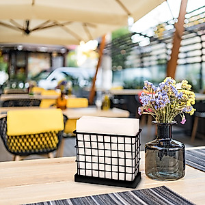 Wire Classic Metal Napkin Organizer Holder for Kitchen Restaurant Home Stylish Decor - Dining Tables, Stylish Black Countertop Storage Indoor and Outdoor Use Vertical Tissue Dispenser