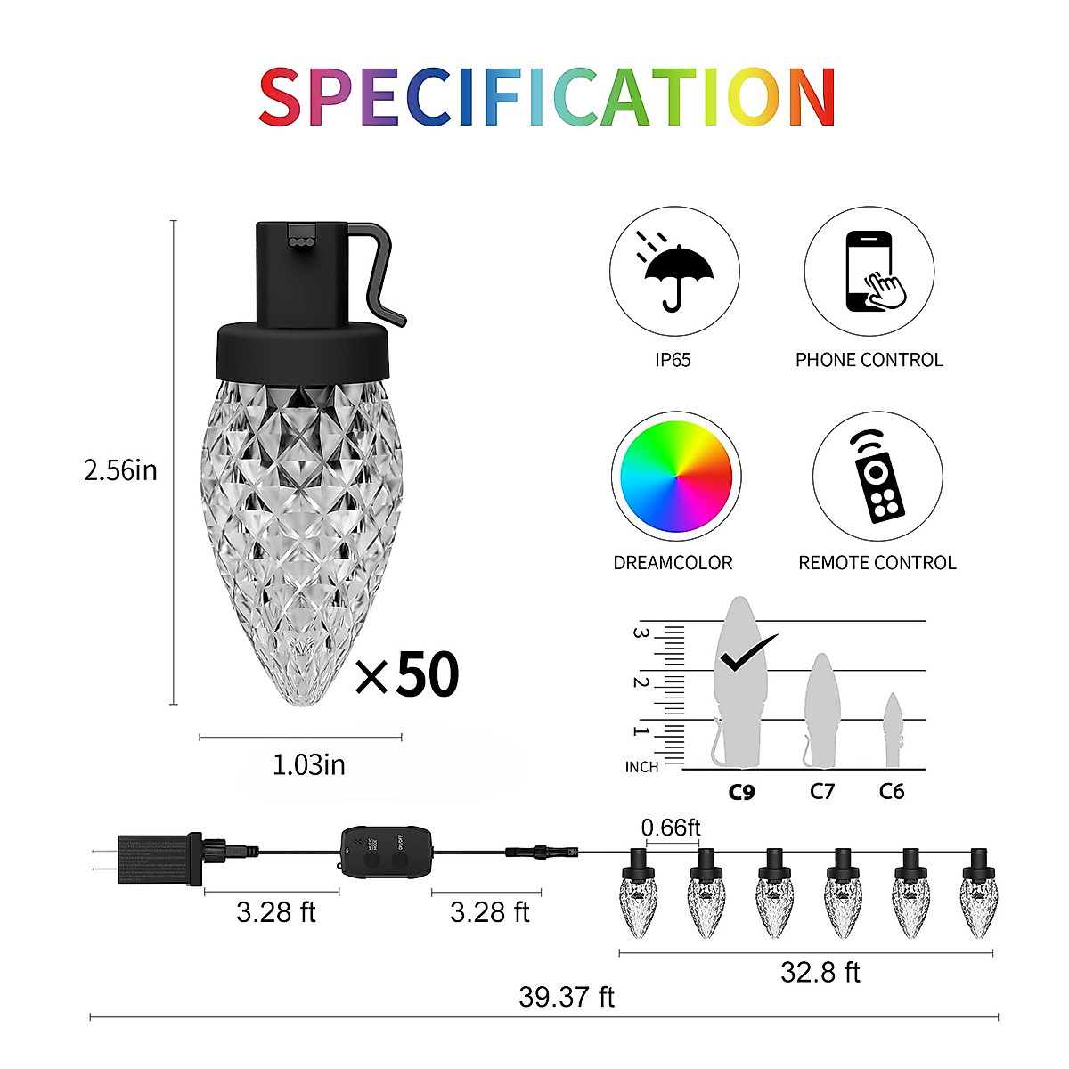 Amposei 32.8Ft 50 LEDs Strawberry Christmas String Lights Outdoor Bluetooth Fairy Lights Waterproof Music Sync Twinkle Lights with Phone APP Remote Control, Color Changing Rope Light for Party Garden