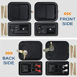 APPERFiT Exterior & Interior Door Handles w/Keepers Compatible with Jeep Wrangler YJ TJ 1991-2006 with Full Doors Replaces 55176382AE 55176383AE 55176477AB 55176476AB