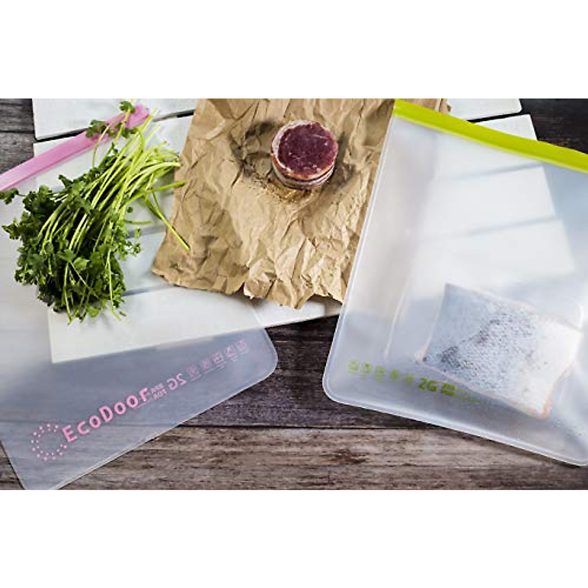 Ecodoor Reusable 2 Gallon Capacity Food Storage & Freezer Bags (4 Bags)