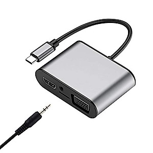 High-Speed 8 In 1 USB Splitter With 4K HDMI 2 USB 2.0 And 1 USB 3.0 1080P VGA USB-C Power Delivery 3.5mm Audio Support TF Card Reader Compatible For Flash Drive Laptops And More USB Hub Adapter Portab