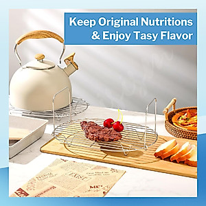 Steam and Roast Rack Compatible with Ninja Foodi Possible Cooker Pro 8.5 Qt MC1000, MC1001, MC1010 Series Slow Cooker Crock Pot- 304 Stainless Steel Rack with Gloves & Oil Brush