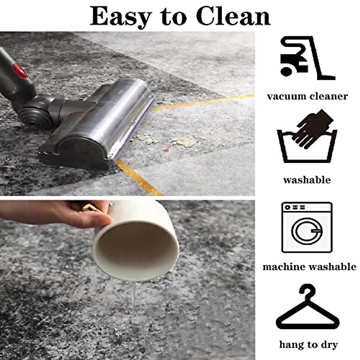 Vintage Luxury Black & White Marble Area Rugs, Cloud Pattern Gold Line Kids Rugs, Non-Slip Durable Easy Clean Low Pile Thin Rug for Hallway Patio Study Room Floor Bedside, 3x5ft