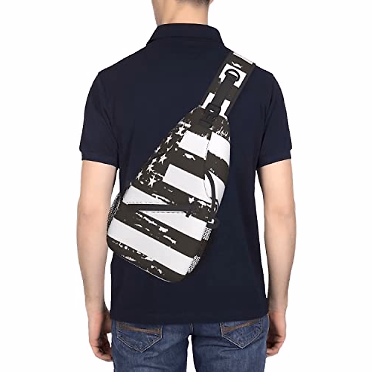 Sling Bag Vintage American USA Flag Patriotic Hiking Daypack Crossbody Shoulder Backpack Travel Chest Pack for Men Women