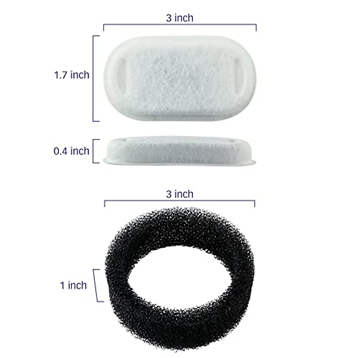 PET STANDARD Replacement Water Filter & 12 Pack Replacement Pre-Filter Sponges Compatible with PETLIBRO® Stainless Steel Pet Water Fountain Model #PLWF003, 67oz/2L, Cat Water Fountain Pack of 12