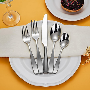 70-Piece 18/10 Stainless Steel Flatware Set for 12 with 2 Sets of Serving Utensil, Heavy Duty Silverware Set, High End Flatware, Dishwasher Safe, Ideal for Gift