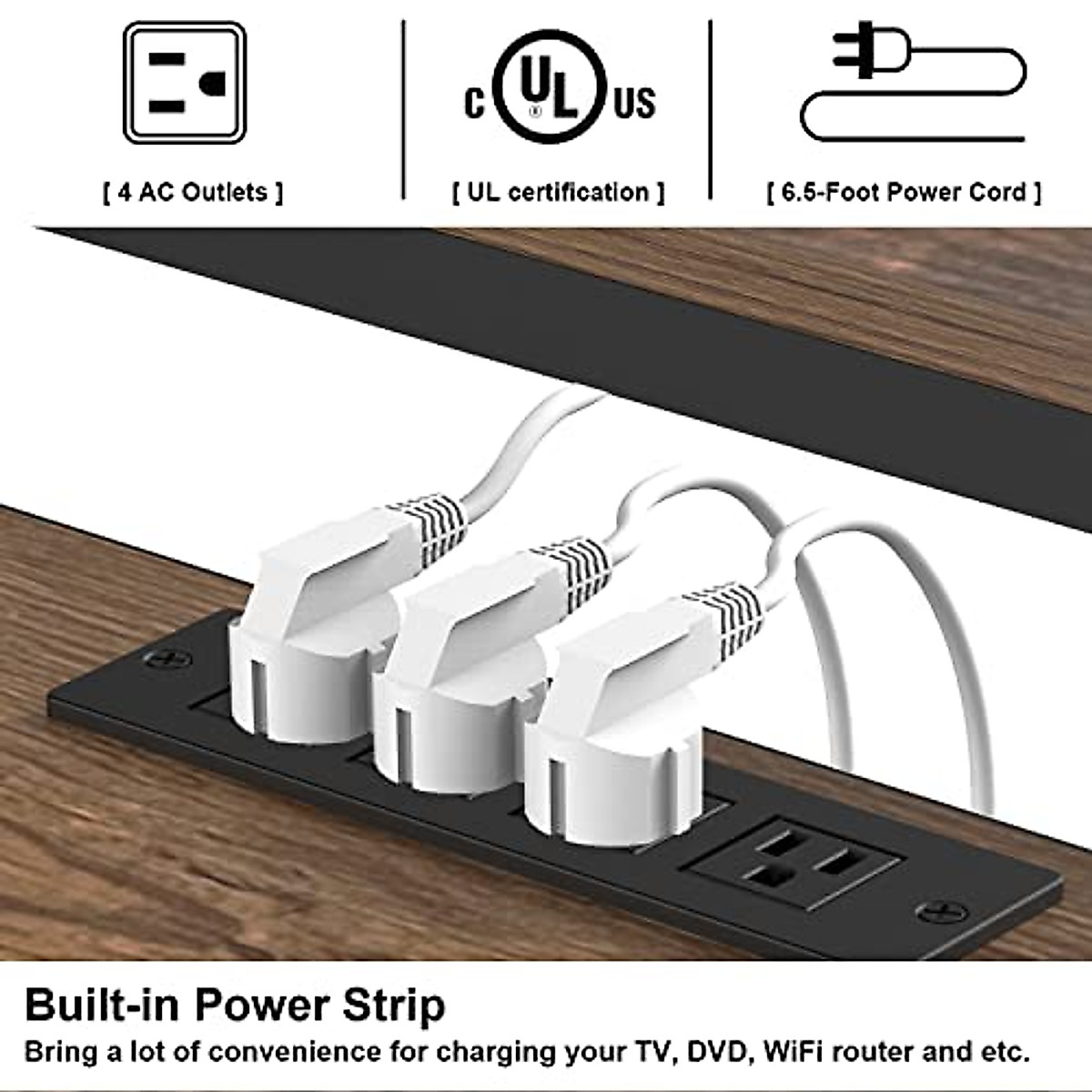 Simoretus TV Stand with Power Outlet and Fabric Drawers Entertainment Center for TV up to 45 inch Industrial Open Storage Shelf Media Console Dresser for Living Room Bedroom
