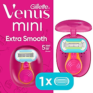 Gillette Venus Mini Extra Smooth Razors for Women, Includes 1 Venus Mini Razor, 1 Razor Blade Refill, 1 Travel Case