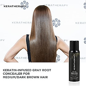 Keratherapy Keratin Infused Perfect Match Gray Root Concealer Spray, Dark Brown, 3 oz, 118 ml - Root Cover Up Spray to Hide Gray Roots - Keratin Therapy Hair Darkening & Temporary Scalp Concealer