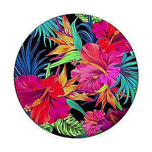 Cute Floral Hibiscus Flower Hawaii Jungle Exotic Tropical PopSockets PopGrip: Swappable Grip for Phones & Tablets PopSockets Standard PopGrip