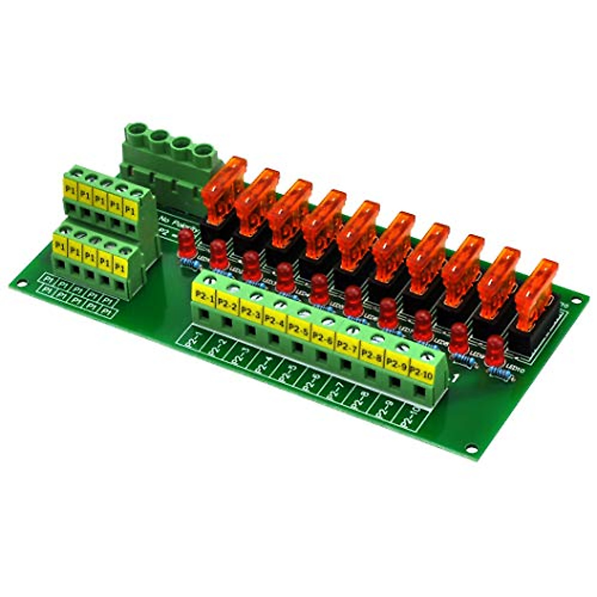 Electronics-Salon Panel Mount 10 Position Power Distribution Fuse Module Board, for AC/DC 5~32V