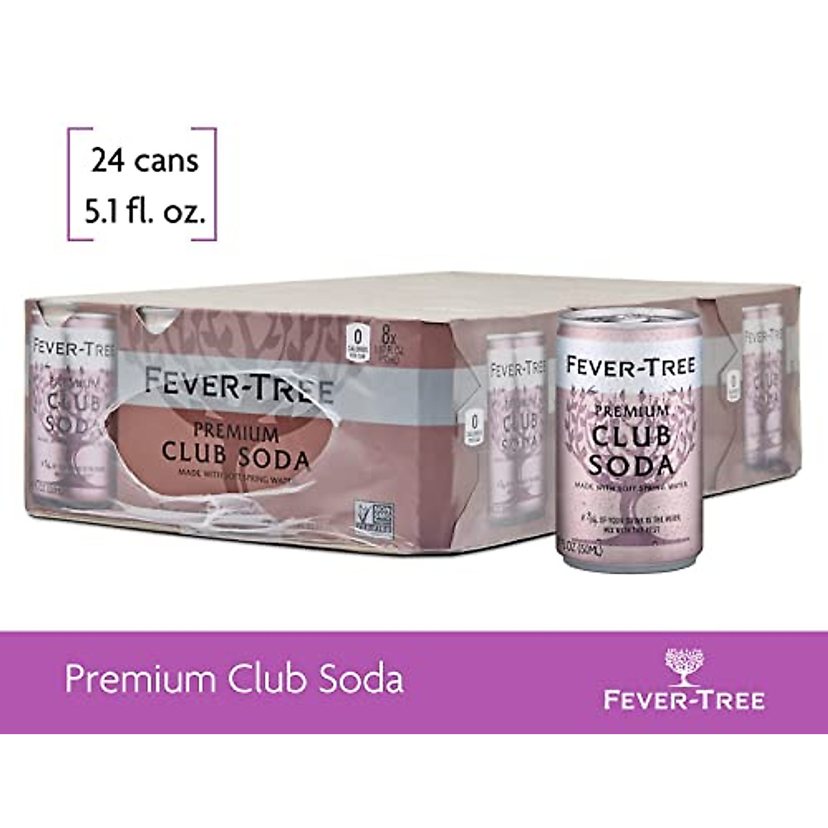 Fever Tree Club Soda Club Soda - Premium Quality Mixer - Refreshing Beverage for Cocktails & Mocktails. Naturally Sourced Ingredients, No Artificial Sweeteners or Colors - 5.07 Fl Oz (Pack of 24)(Packaging May Vary)
