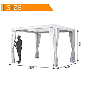 Meetleisure 10’ x 12’ Outdoor Louvered Pergola - Patio Aluminum Pergola with Adjustable Louvered Roof, Water-Proof Gazebo Sunshade Shelter with Netting Included, White Frame